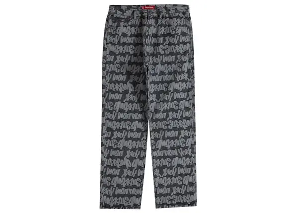 Supreme Fat Tip Jacquard Regular Jean - Black