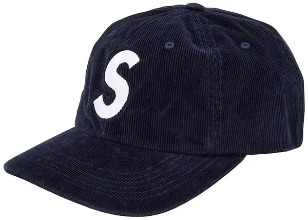 Supreme Fine Wale Corduroy S Logo 6-panel Cap - Navy Blue