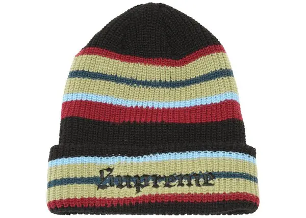 Supreme Bright Stripe Beanie - Black