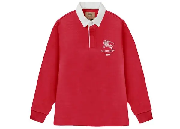 Supreme Burberry Rugby Shirt - Red