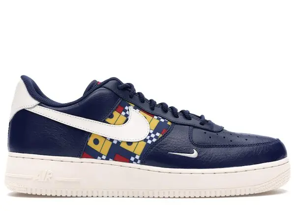 Nike Force 1 Low Nautical Redux Sneakers - Midnight Navy Blue/gym Red/university Gold