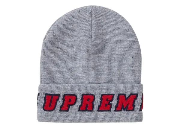 Supreme Felt Logo Beanie - Heather Grey