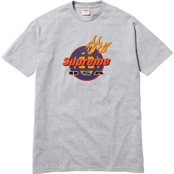 Supreme Fire Tee Shirt - Heather Grey