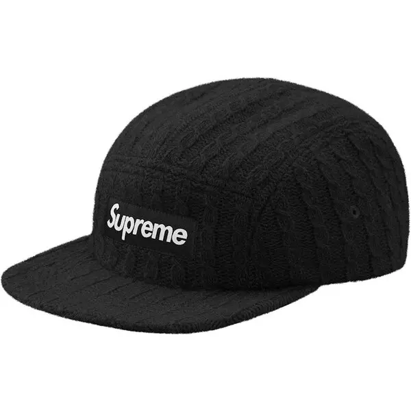 Supreme Fitted Cable Knit Camp Cap - Black
