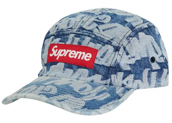 Supreme Fat Tip Jacquard Denim Camp Cap - Blue