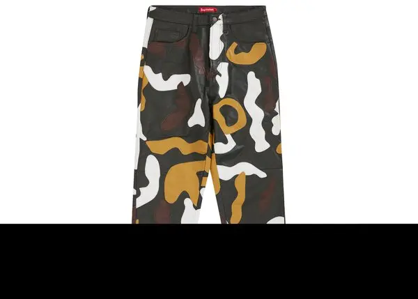 Supreme Camo Leather 5pocket Pant - Green Camo