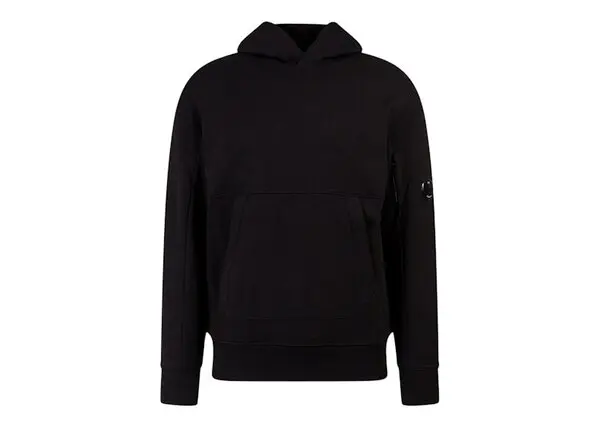 C.P. COMPANY Diagonal Raised Fleece Hoodie - Black