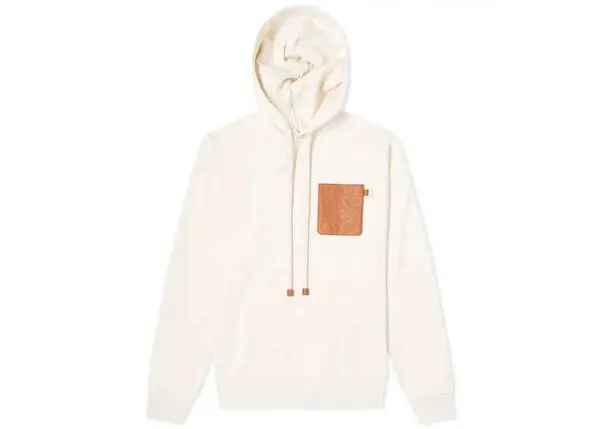 Loewe Anagram Leather Patch Hoodie - White Ash