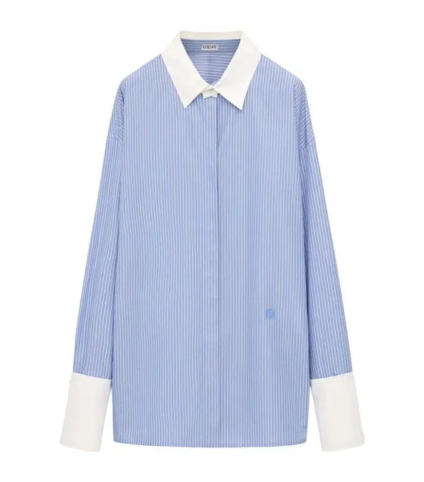 Loewe Stripe Long Cotton Shirt - Blue/white