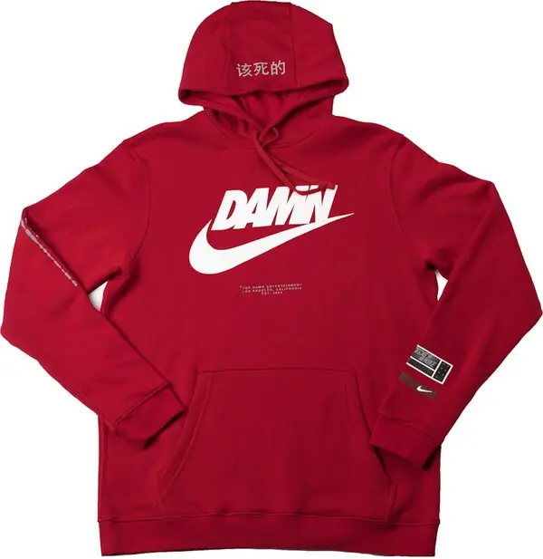 TDE X Nike Swoosh Logo Hoodie - Red