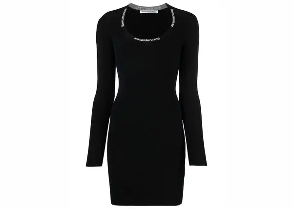 Alexander Wang Bodycon Long Sleeve Dress With Jacquard Trim