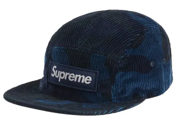 Supreme Camo Corduroy Camp Cap - Navy Blue Camo