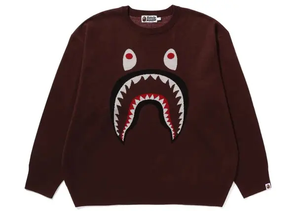 A BATHING APE Shark Jacquard Knit Sweater - Purple