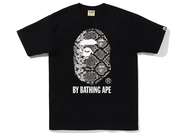 A BATHING APE Snake Bathing Ape Tee Shirt - Black Grey