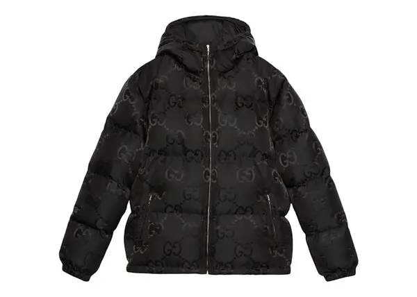 Gucci Jumbo Gg Nylon Canvas Goosedown Jacket - Black