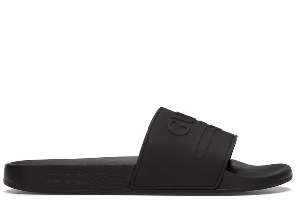 Gucci Logo Rubber Slides - Black