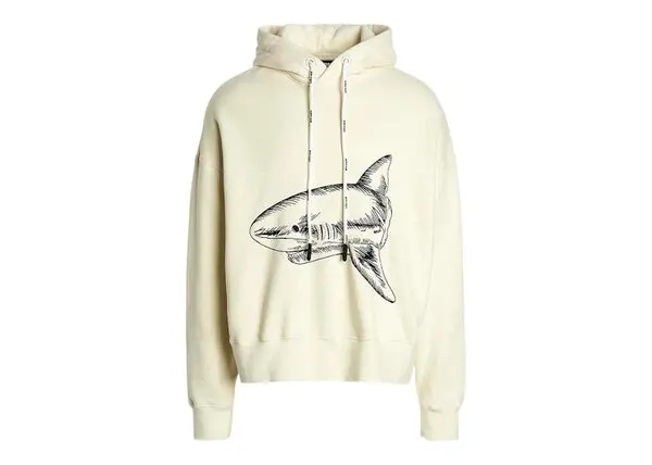 Palm Angels Split Shark Hoodie - Butter/black