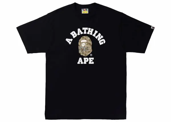 A BATHING APE Sand Camo College Tee Shirt - Black/beige