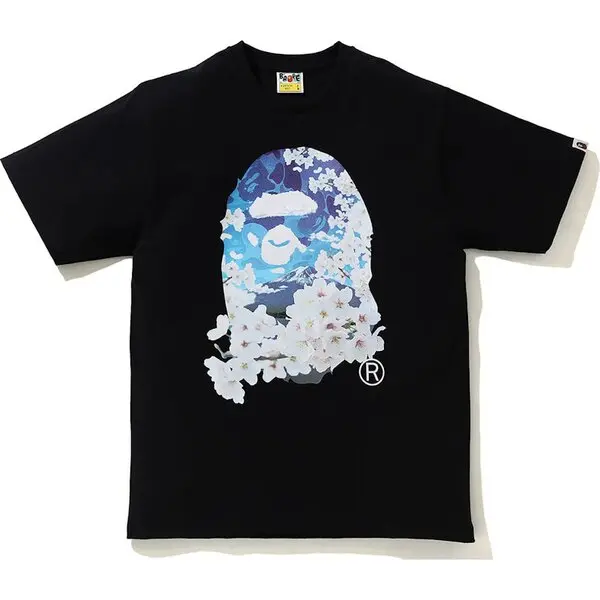 A BATHING APE Sakura Photo Ape Head Tee Shirt - Black