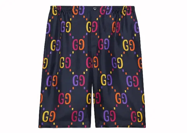 Gucci Jumbo Gg Silk Shorts - Dark Blue