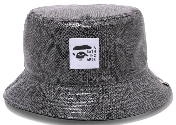 A BATHING APE Snake Reversible Bucket Hat - Grey Black