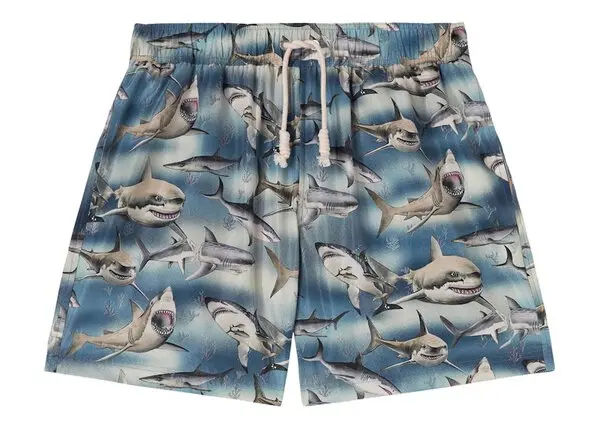 Palm Angels Sharks Swim Shorts/in - Blue/black