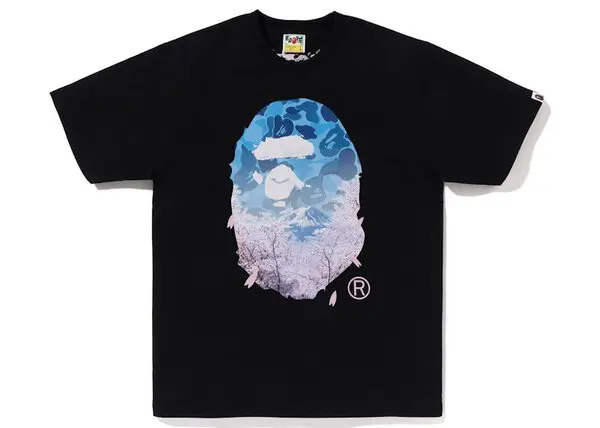 A BATHING APE Sakura Photo Ape Head Tee Shirt - Black