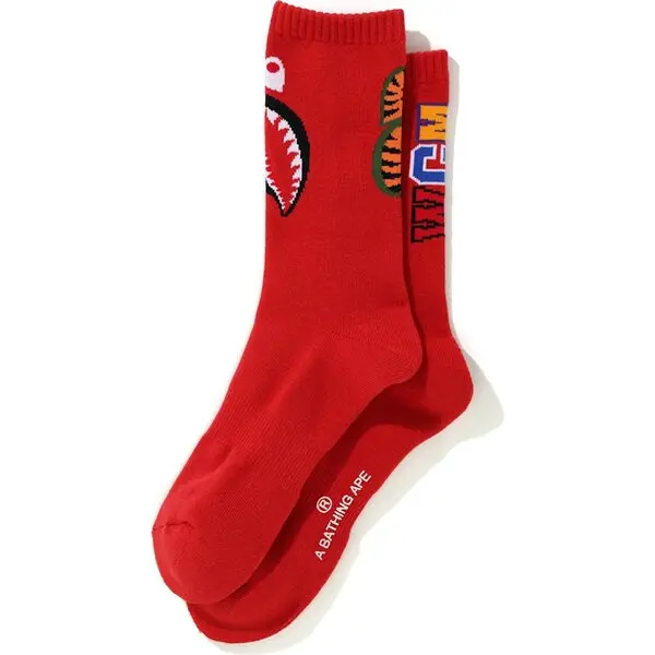 A BATHING APE Shark Socks - Red