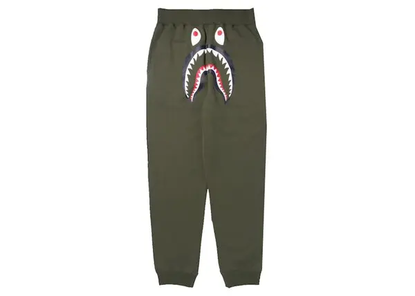 A BATHING APE Shark Sweat Pants - Olivedrab Green