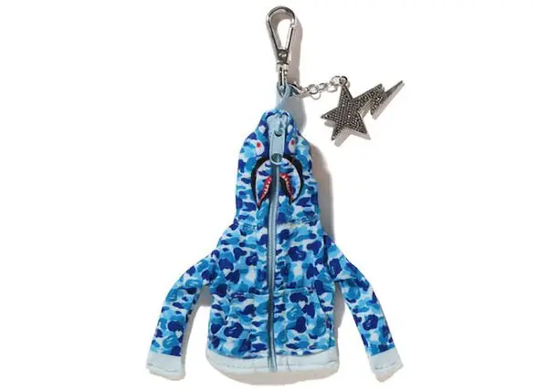 A BATHING APE Shark Full Zip Hoodie Keychain - Blue