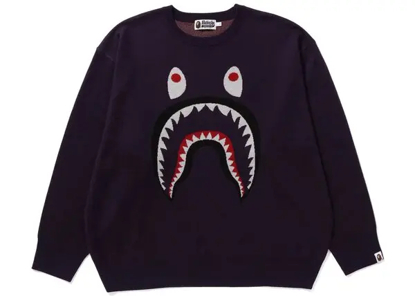 A BATHING APE Shark Jacquard Knit Sweater - Brown