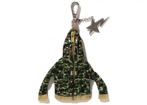 A BATHING APE Shark Full Zip Hoodie Keychain - Green