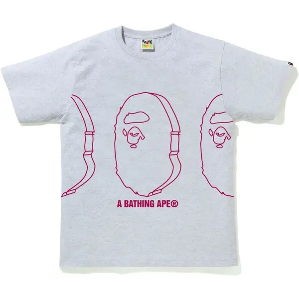 A BATHING APE Solid Ape Head Tee Shirt - Gray