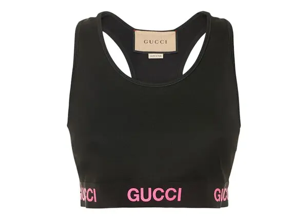 Gucci Logo Jacquard Crop Top - Black Pink
