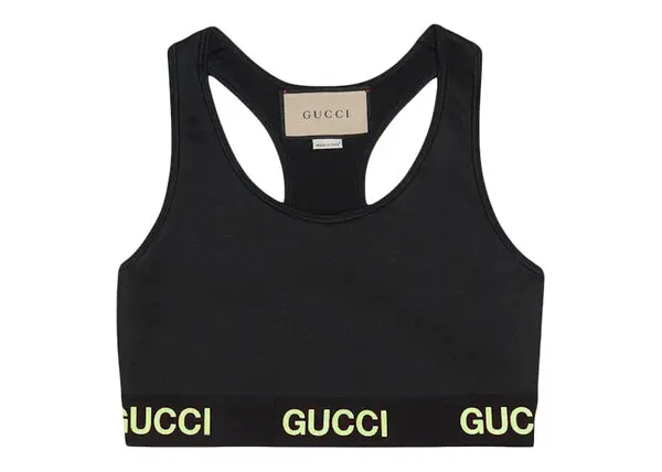 Gucci Logo Jacquard Crop Top - Black Yellow