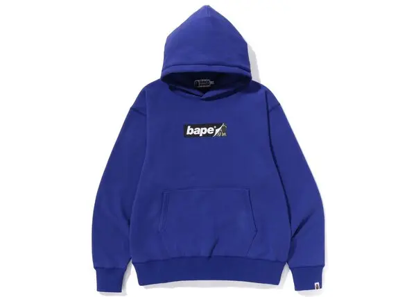 A BATHING APE Smooth Logo Relaxed Fit Hoodie - Blue