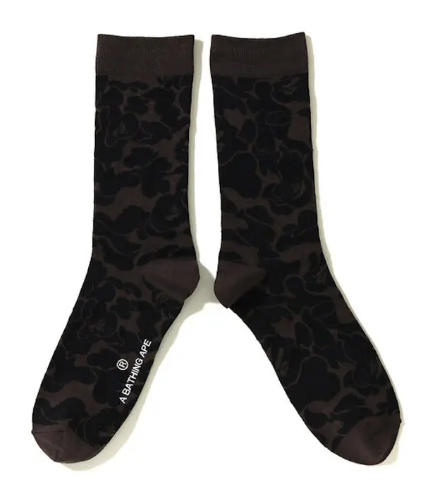 A BATHING APE Solid Camo Jacquard Socks - Black