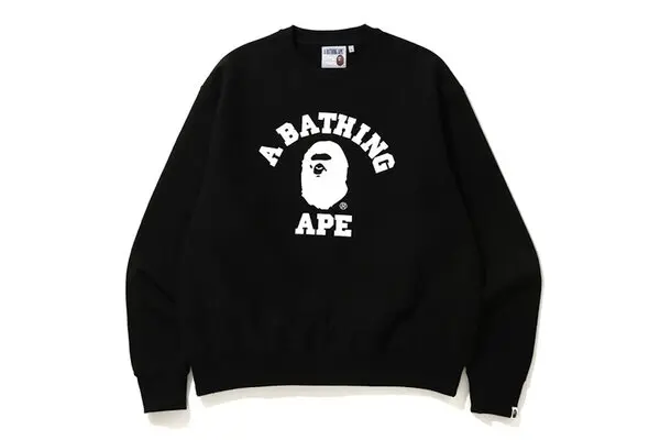 A BATHING APE Relaxed Classic College Crewneck Sweatshirt - Black