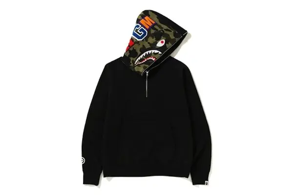 A BATHING APE Shark Wide Half Zip Pullover Hoodie