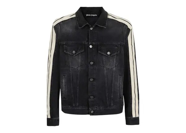 Palm Angels Side Striped Denim Track Jacket - Black/white