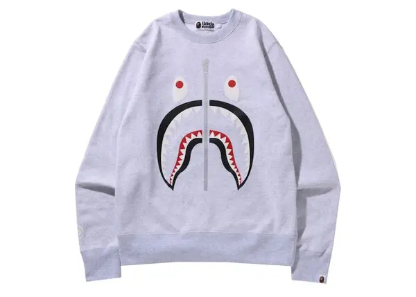 A BATHING APE Shark Crewneck Sweatshirt - Gray