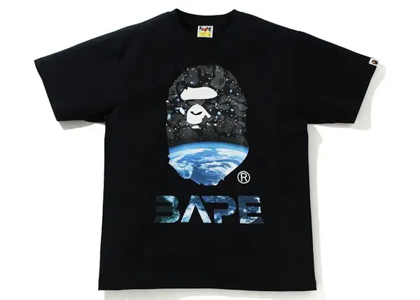 A BATHING APE Space Camo Ape Head Tee Shirt - Black