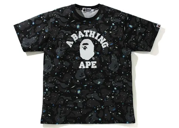 A BATHING APE Space Camo College Tee Shirt - Black