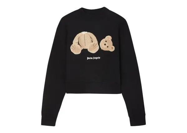 Palm Angels Palm Bear Fitted Crewneck Sweatshirt - Black/brown