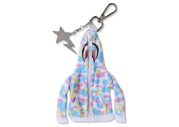 A BATHING APE Shark Full Zip Hoodie Keychain - White