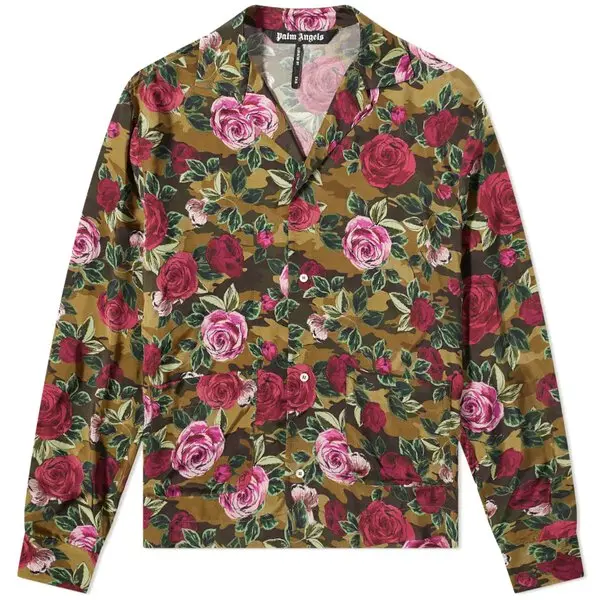 Palm Angels X End Allover Camo Rose Pajama Shirt - Red