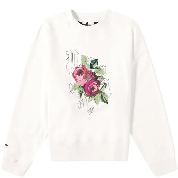 Palm Angels X End Big Rose Crewneck Sweatshirt - White