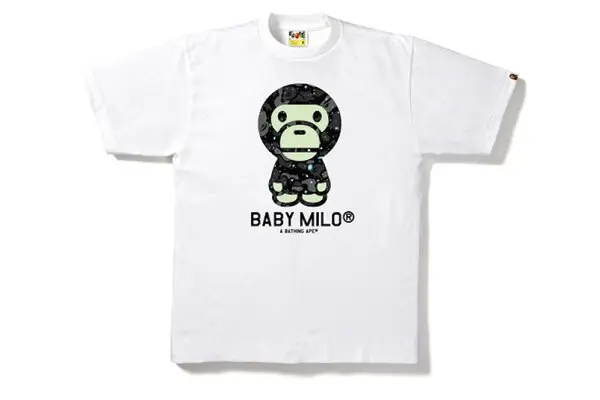 A BATHING APE Space Camo Baby Milo Tee Shirt - White