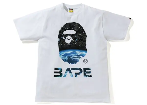 A BATHING APE Space Camo Ape Head Tee Shirt - White