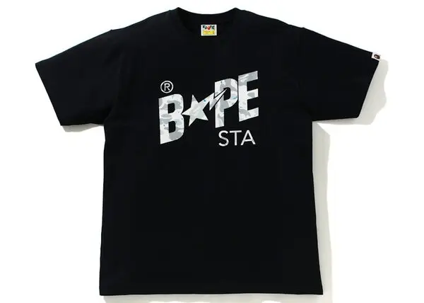 A BATHING APE Space Camo Sta Logo Tee Shirt - Black